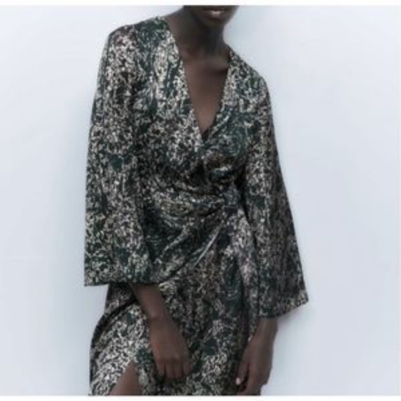 Zara | Dresses | Nwt Zara Print Midi Dress With Knot Xs | Poshmark